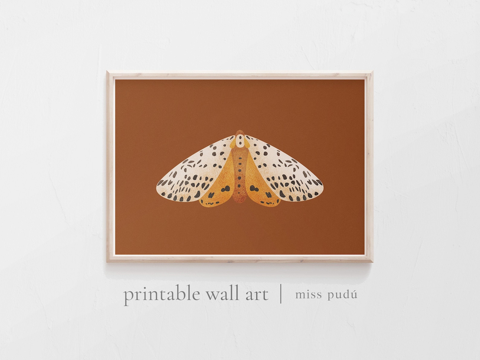 Printable Moth Illustration digital Download Yellow and - Etsy