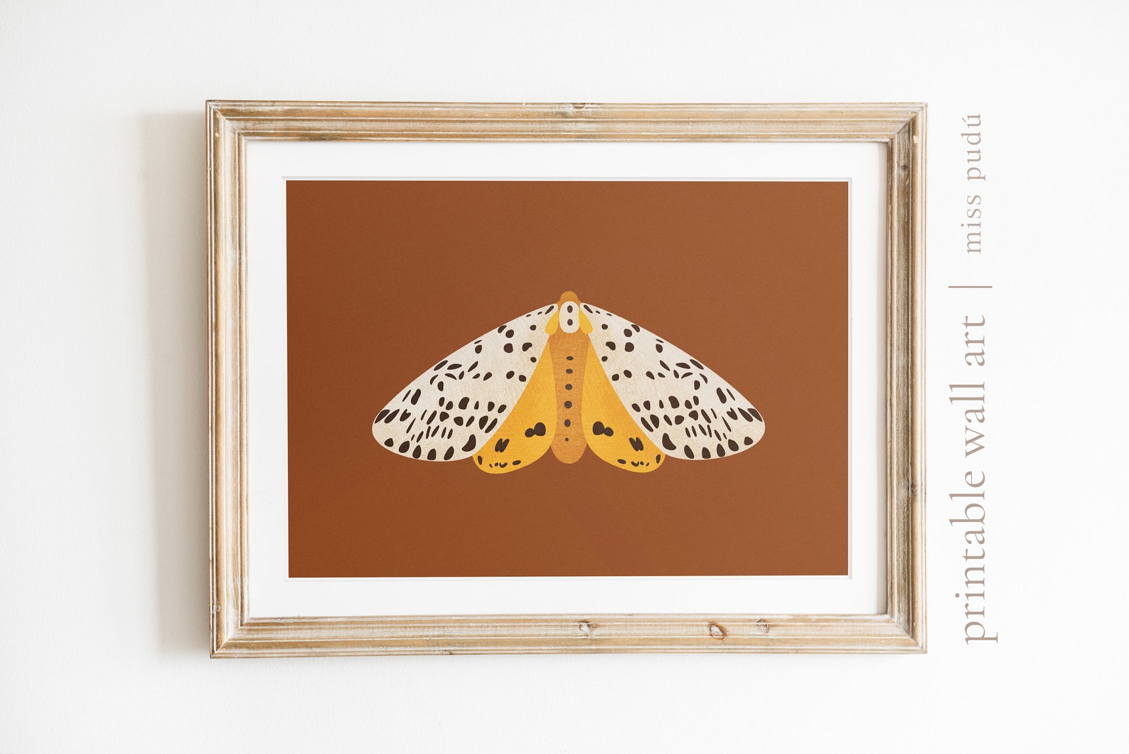 Printable Moth Illustration Digital Download Yellow and | Etsy