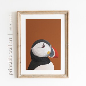 Atlantic Puffin Printable Poster | Bird Illustration Digital Download ...