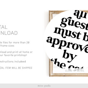 All Guests Must Be Approved by the Cats PRINTABLE Poster | Cat Lover ...