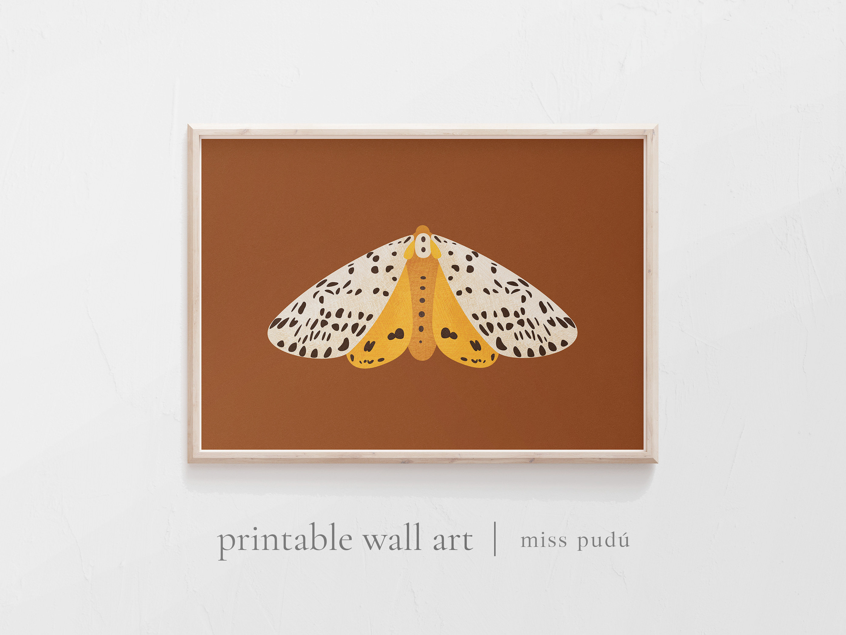 Printable Moth Illustration Digital Download Yellow and | Etsy