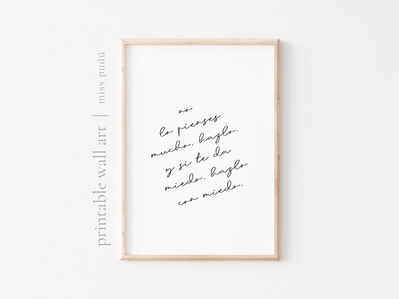 PRINTABLE No Lo Pienses Mucho, Hazlo Poster | Motivational Quote in ...