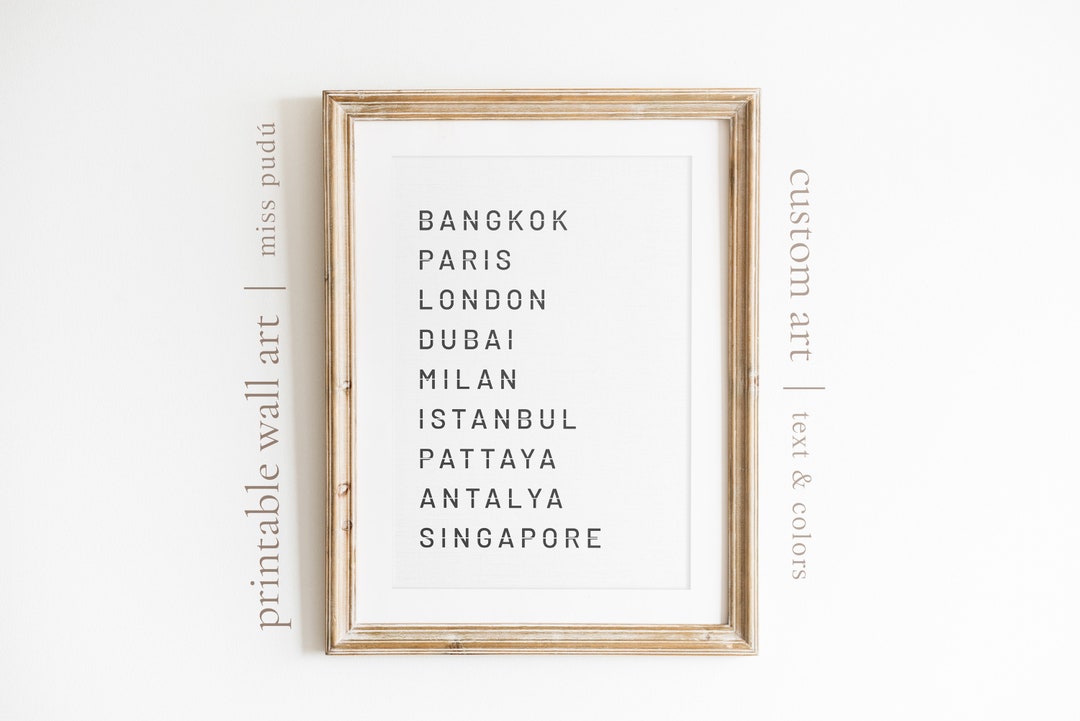 Custom Travel Art Print Digital Download. Personalize Your Cities ...
