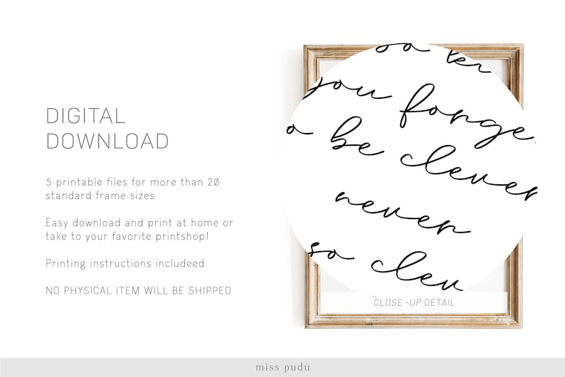 Printable Never Be so Kind You Forget to Be Clever Poster - Etsy