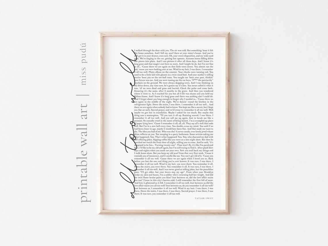 All Too Well red Taylor's Version 10 Minutes Printable - Etsy