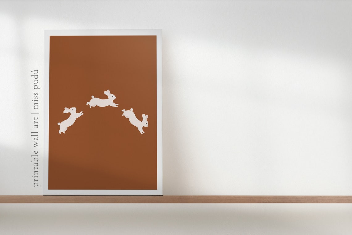 Printable Bunny Illustration. Minimalist Rabbit in the Forest - Etsy