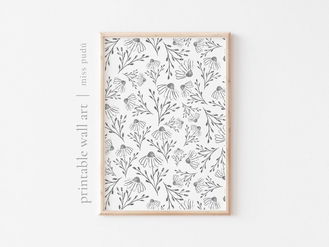 Printable Hand Painted Chamomile Wall Art | Flower Painting Pattern ...