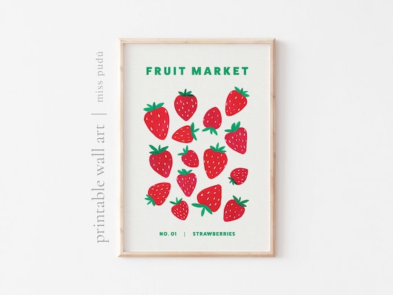Printable Fruit Market Illustration beige Hand Painted - Etsy