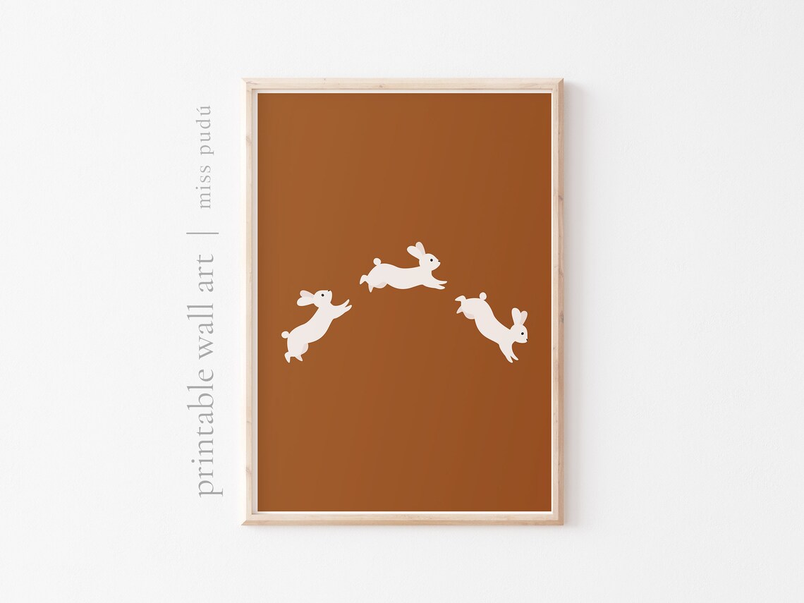 Printable Bunny Illustration. Minimalist Rabbit in the Forest - Etsy