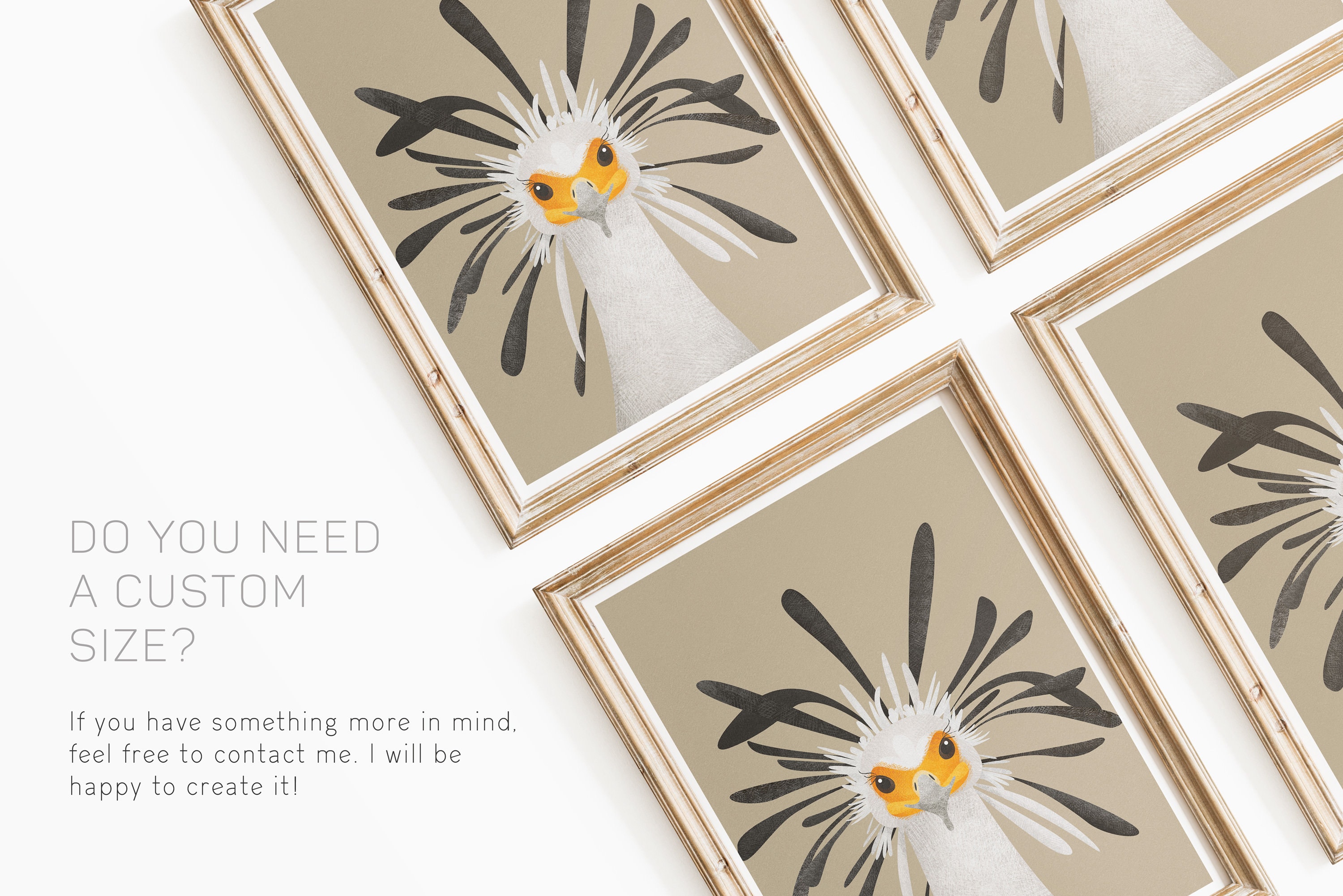 African Bird Printable Poster | Secretary Bird Illustration Digital ...