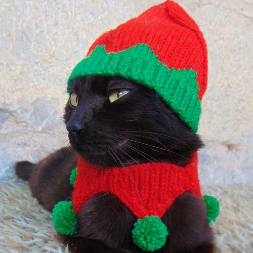 Elf Pet Costume Christmas Costume for Cat Elf Hat for Cats | Etsy