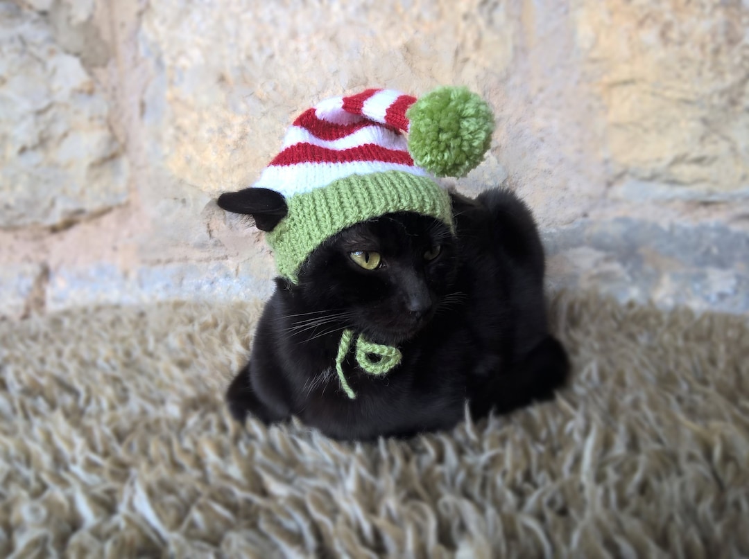 Elf Hat for Cats, Christmas Pet Costume, Gift for Cat Lovers, Pet ...