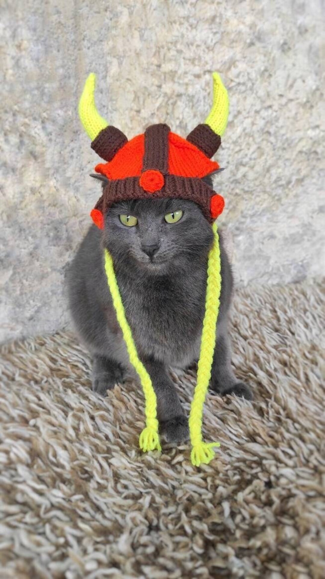 Orange Viking Hat for Cat, Pet Costume, Viking Helmet for Cat, Viking ...