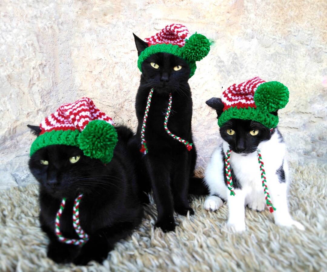 Elf Hat for Cats, Cat Elf Costume, Christmas Hat for Cat Lovers, Pet ...