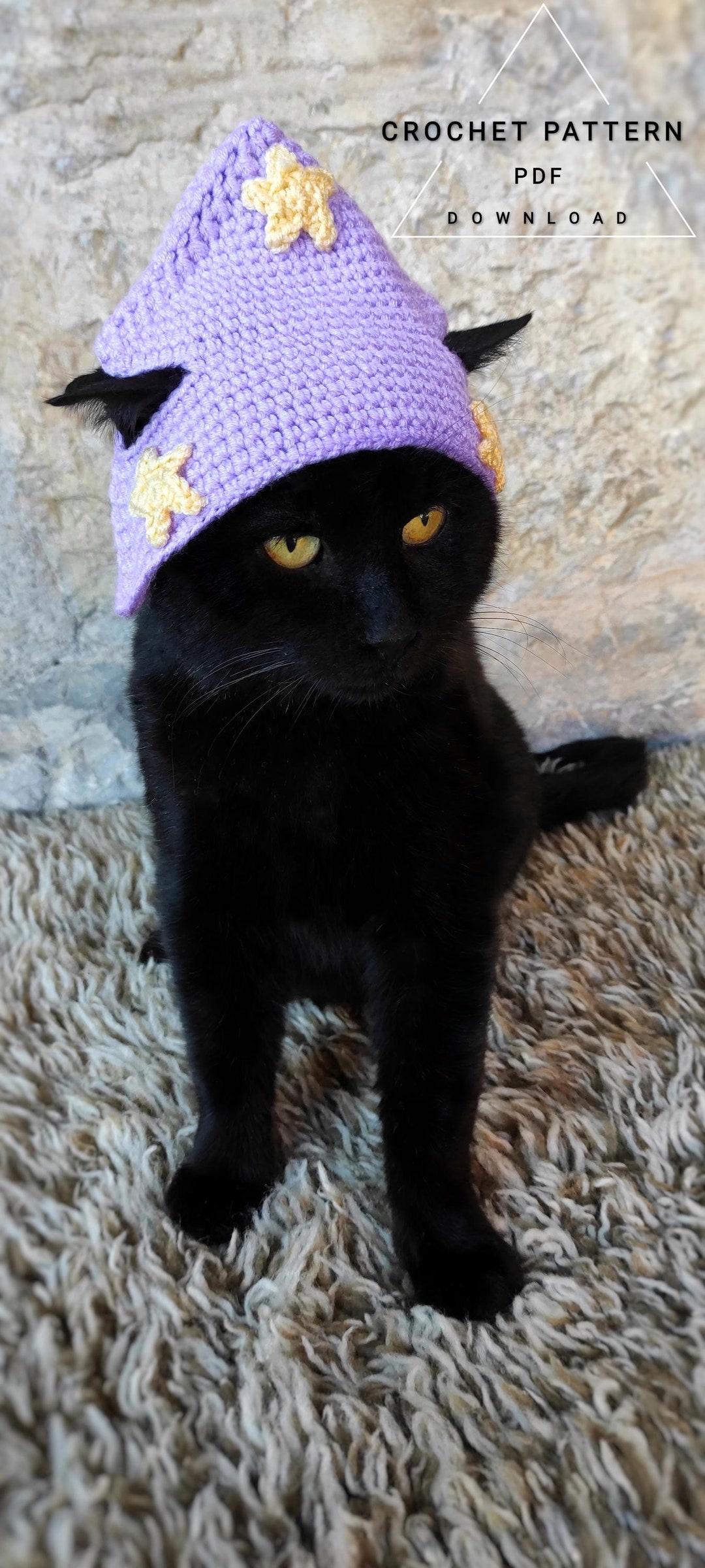 Purple Wizard Cat Hat Crochet Pattern - Digital Download - Etsy