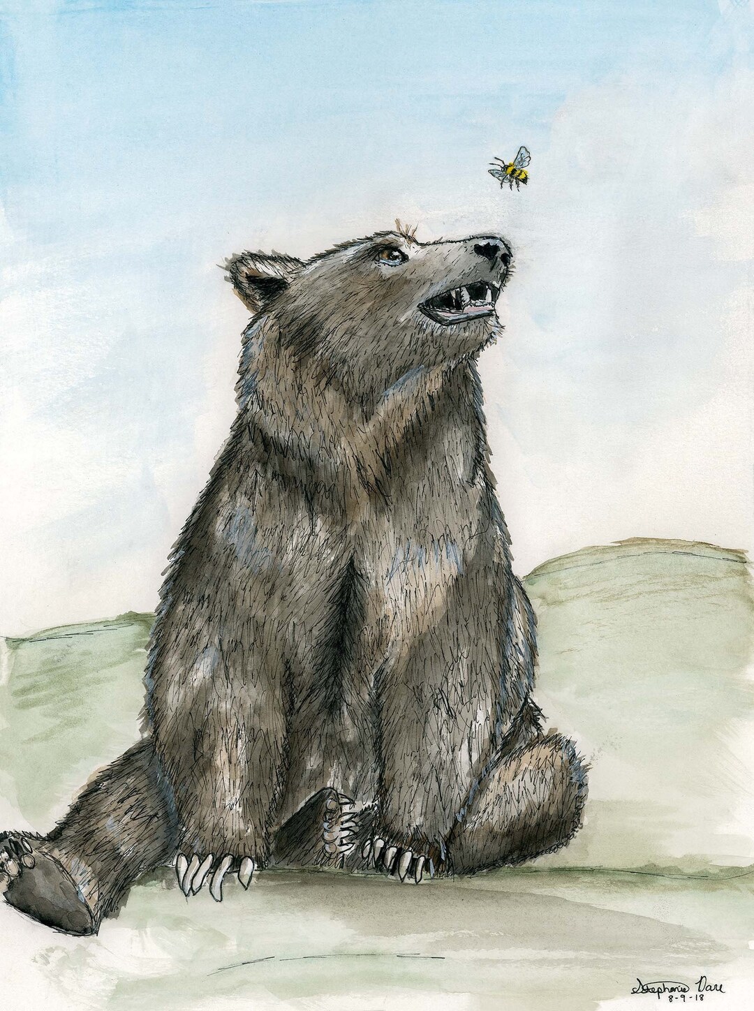 Nursery Art, Whimsical Bear Art, Bear Watercolor, Bear Nursery Print ...