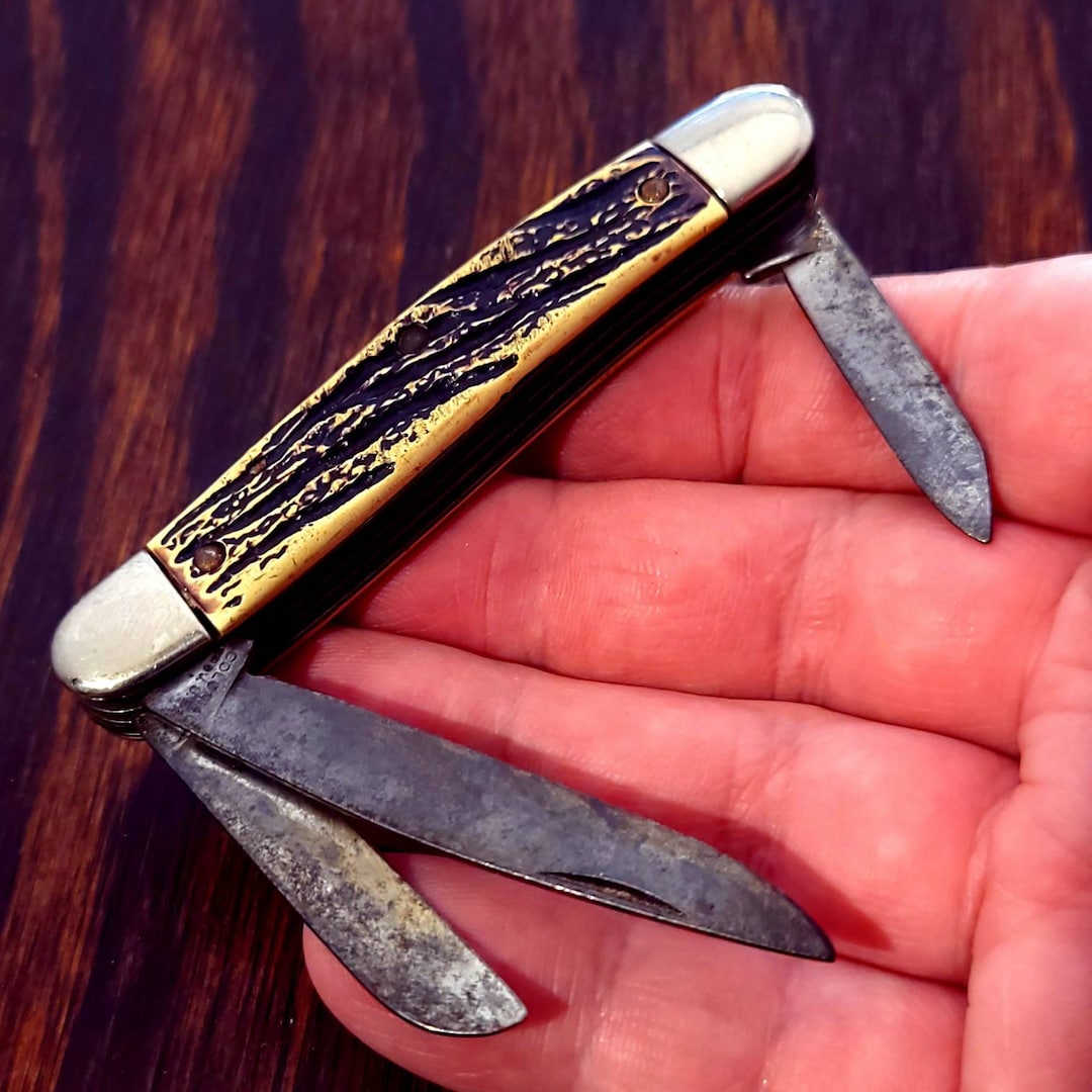 Vintage Colonial 3 Blade Medium Stockman Folding Pocket Knife - Etsy