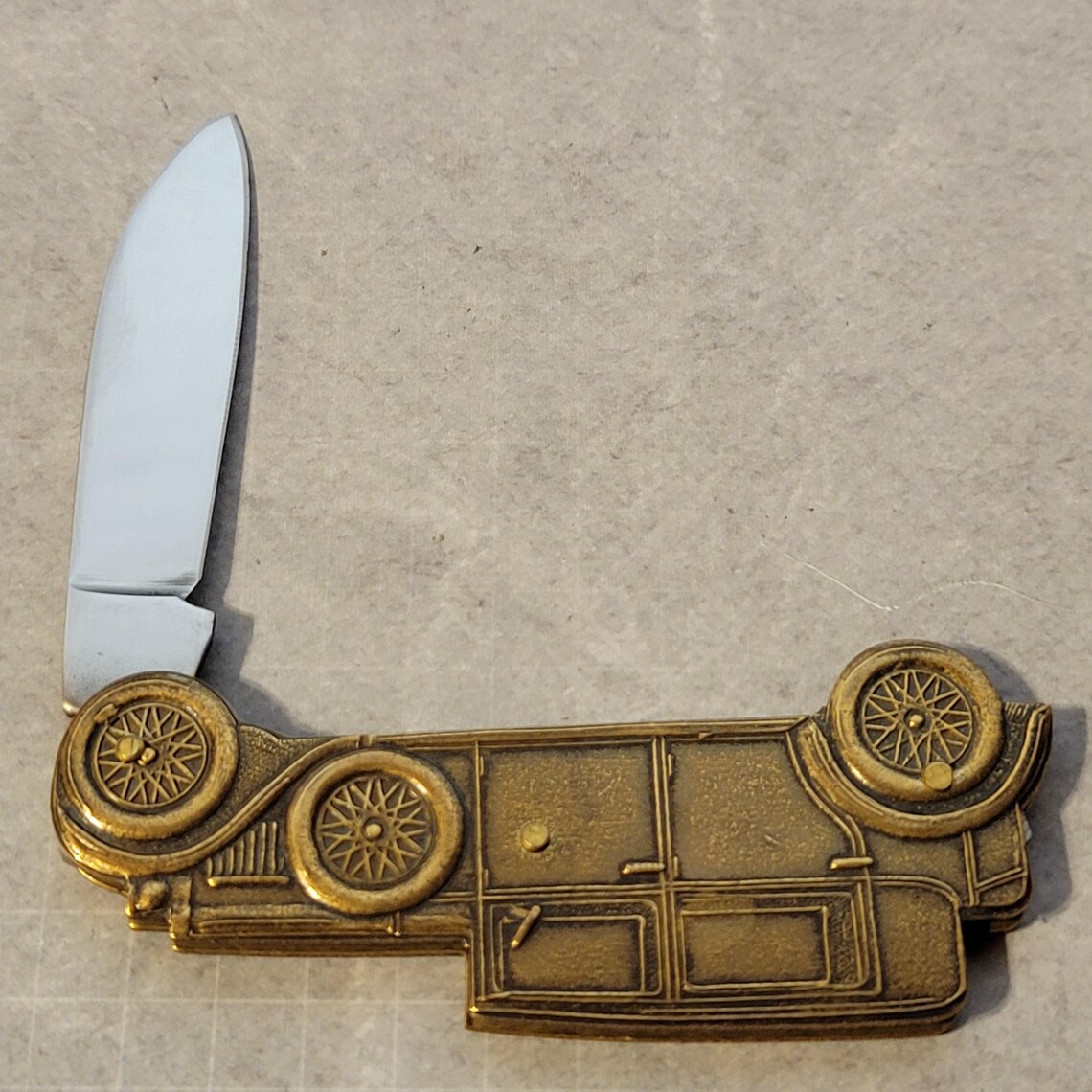 Car Knife Made in Japan Single Blade Folder Slipjoint Brass Handle New ...