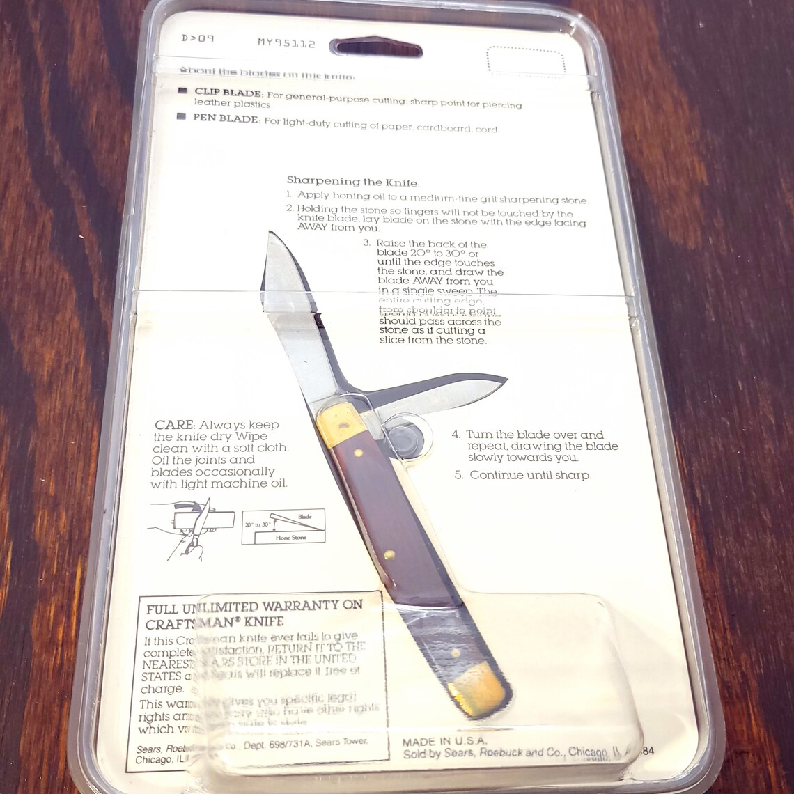 Sears Craftsman Knife Made in USA 95112 3 1/4 Closed Jack 100yr ...