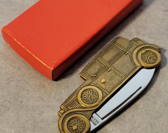 Car Knife Made in Japan Single Blade Folder Slipjoint Brass Handle New ...