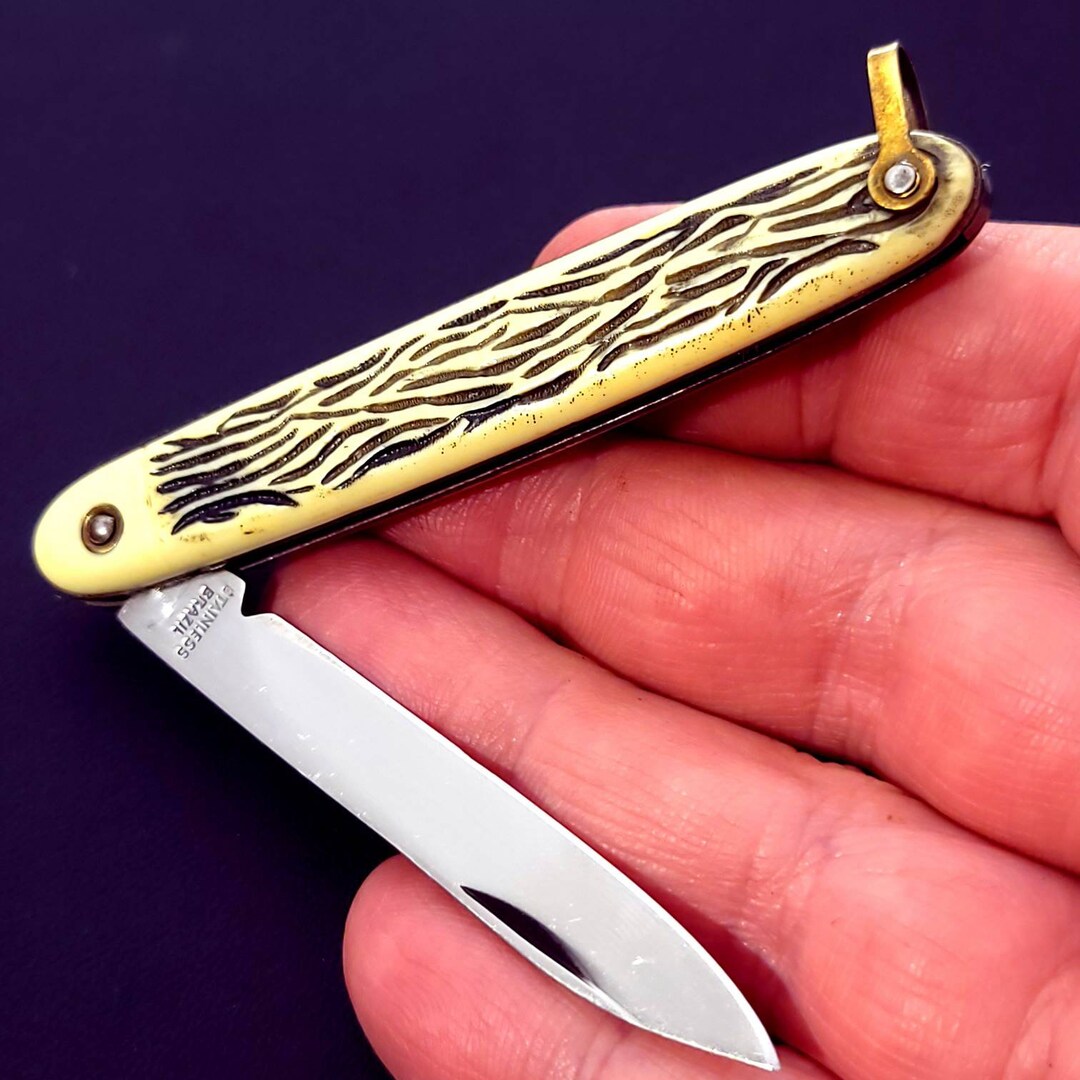 Vintage Single Blade Jack Folding Pocket Knife Made in Brazil - Etsy