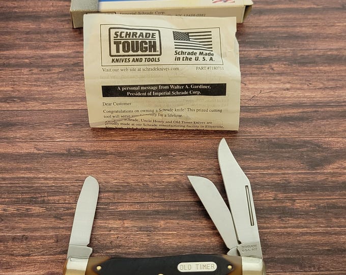 Schrade Old Timer 8OT Stockman Knife Made in Usaw/box Slip Joint Sawcut ...