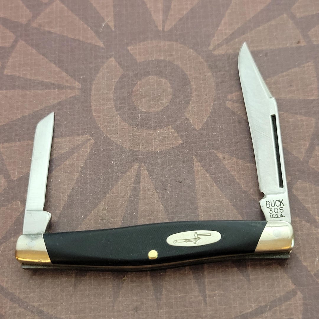 Buck Lancer 305 Pen Folding Pocket Knife Made in USA 1972-86 Black ...