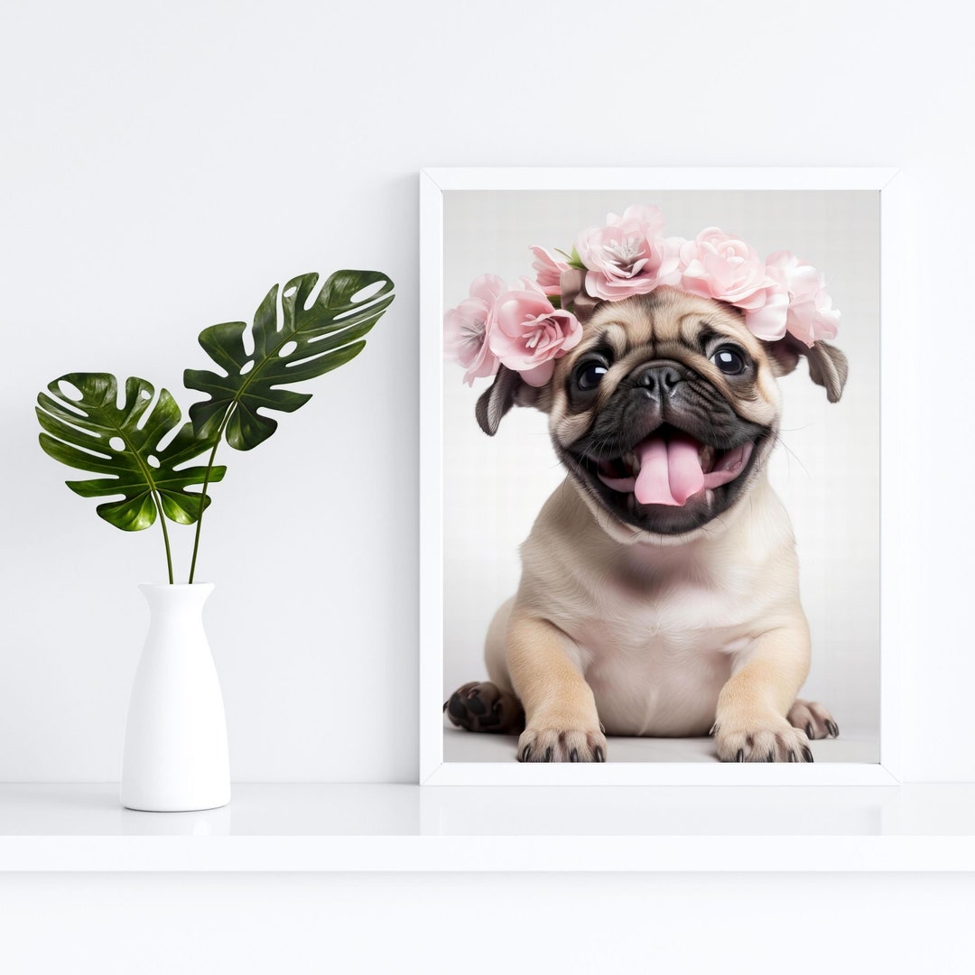 Baby Pug Art Print Farm Animal Poster for Nursery Room 20 Digital ...