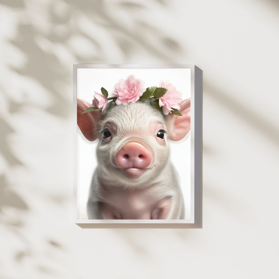 Baby Pig Art Print Farm Animal Poster for Nursery Room 20 Digital ...