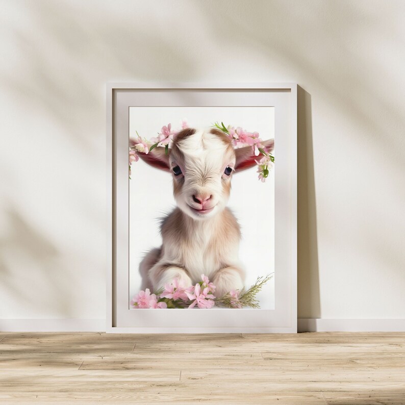 Baby Goat Art Print Farm Animal Poster for Nursery Room 20 Digital ...
