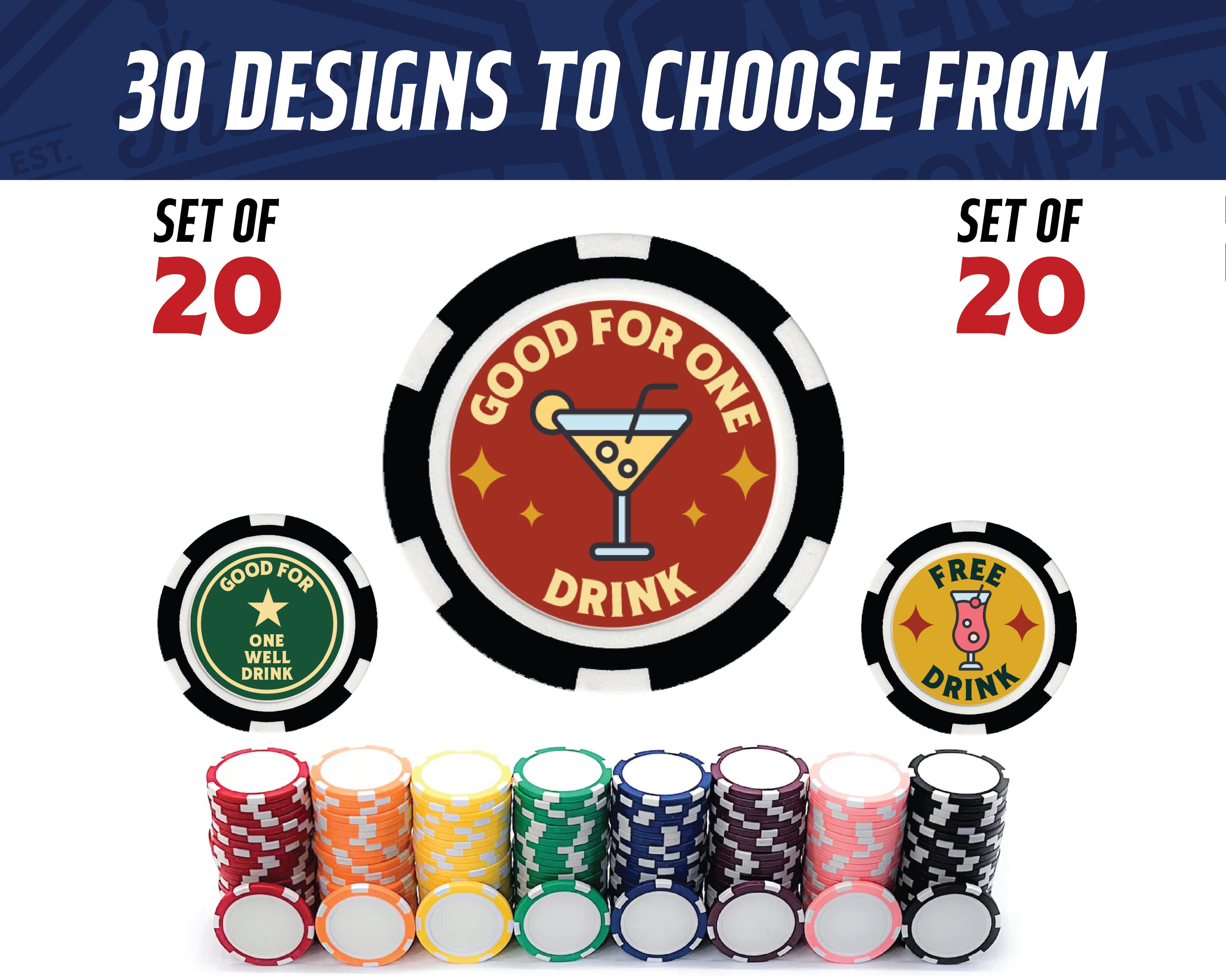 Poker Drink Tokens: Custom Designs for Parties (20 Identical Chips) - Etsy