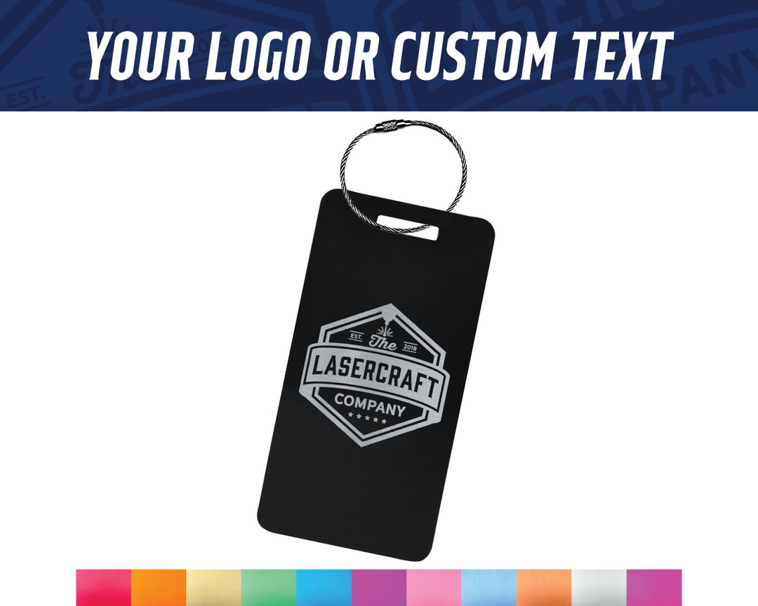 Custom Metal Luggage Tag Personalized With Logo or Custom Text - Logo ...