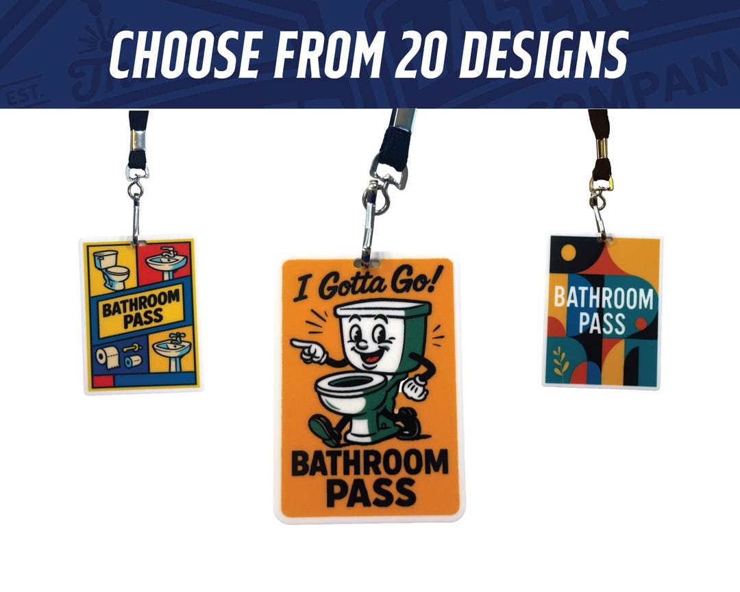 Student Bathroom Pass: Durable Acrylic With Lanyard, Fun Designs - Etsy