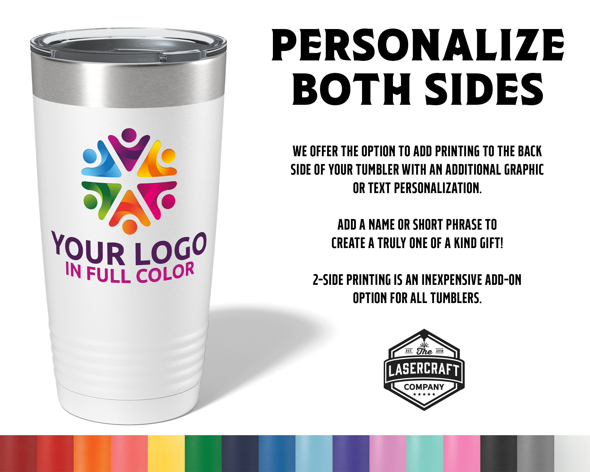 Custom Printed 20oz Tumbler With Full Color Logo Custom - Etsy