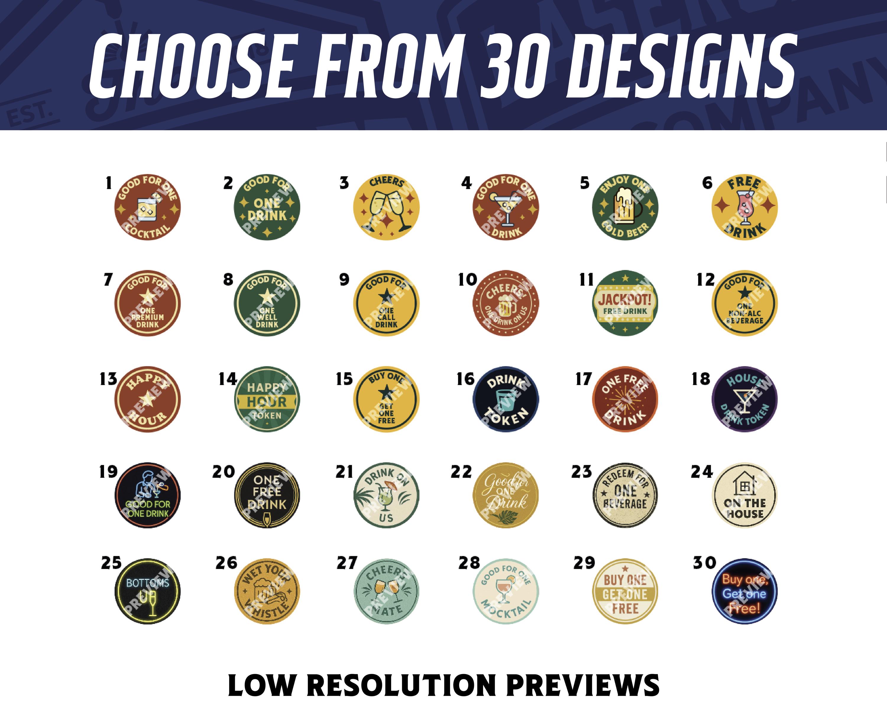 Poker Drink Tokens: Custom Designs for Parties (20 Identical Chips) - Etsy