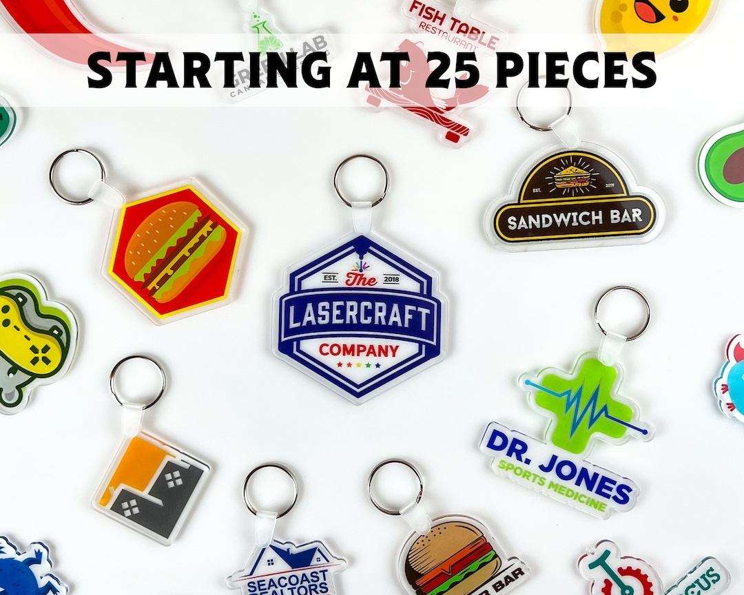 Custom Printed Logo Keychains Custom Acrylic Keychain - Etsy