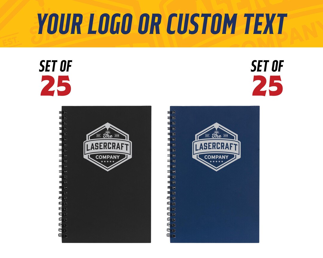 Custom Engraved Spiral Notebook SET OF 25 – 5.5x8.5" Hard Cover Journal ...