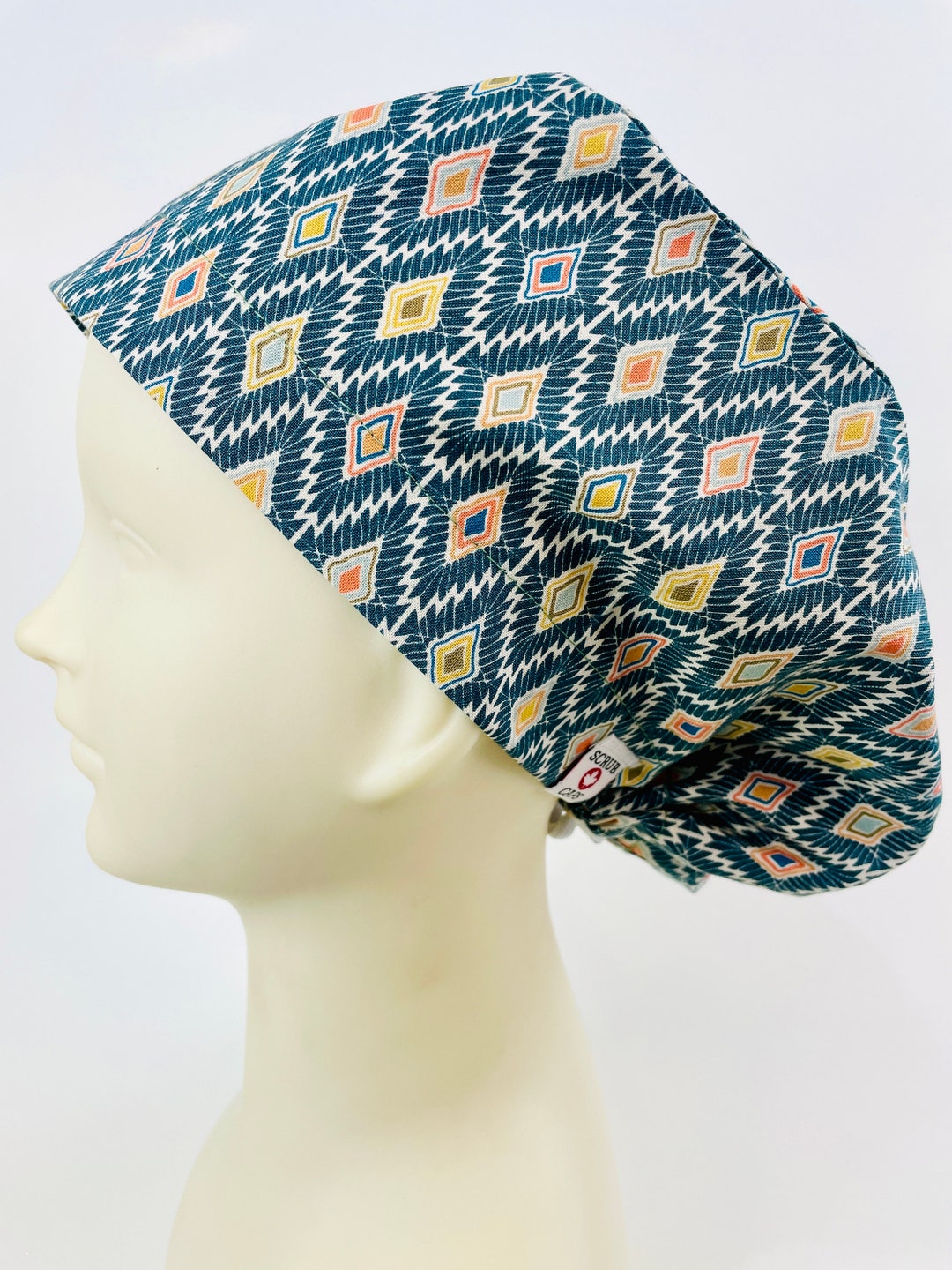 Scrub Cap Aztec Diamonds Ladies Bucket Scrub Hat | Women’s Surgical Cap ...