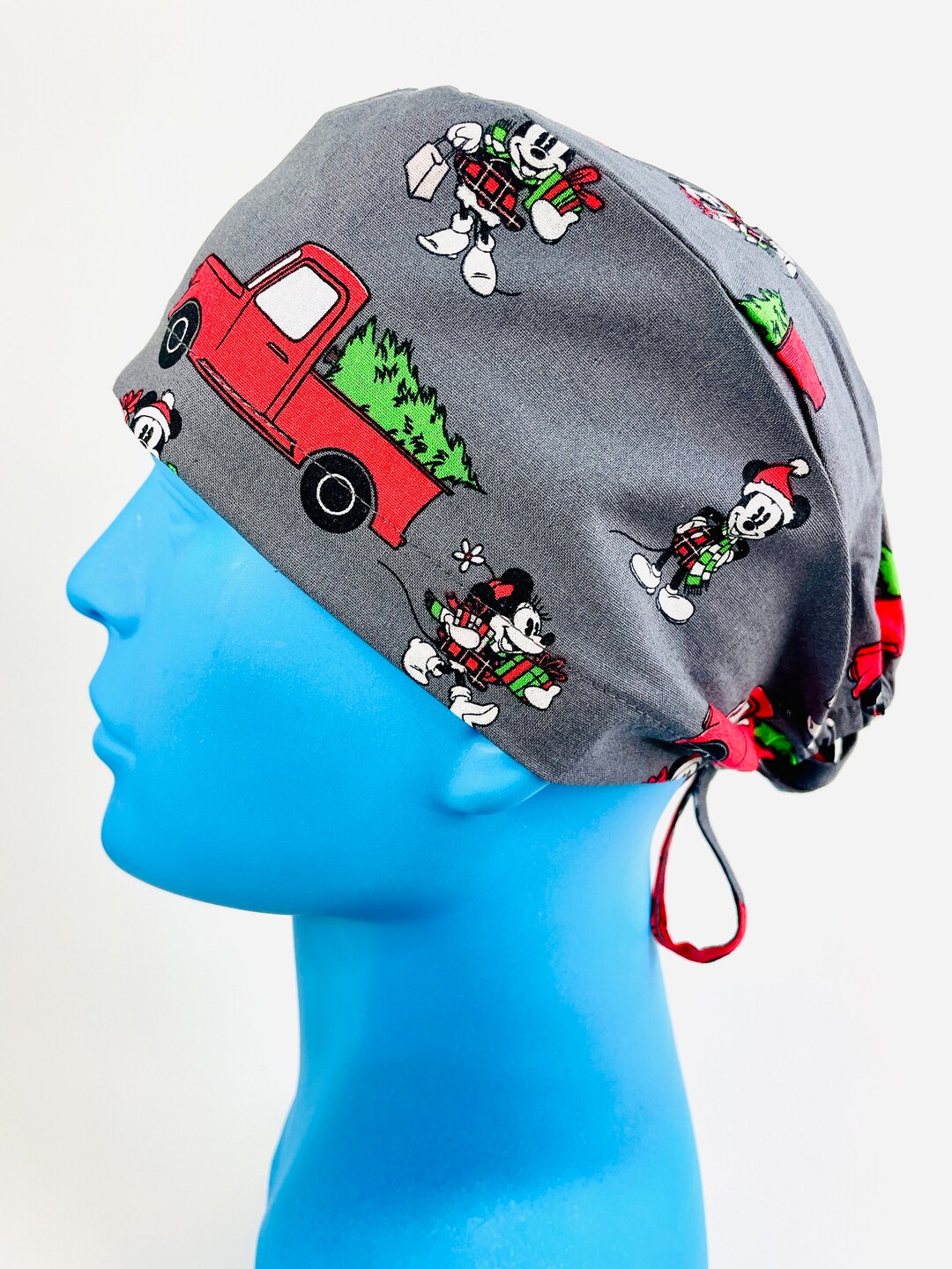 Fitted Pixie Scrub Cap Mickey Mouse Christmas Mens Surgical Skull Hat ...