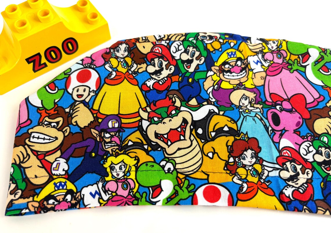 Nintendo Mario Cast Scrub Cap | Ladies Euro Bucket Surgical Hat | Nurse ...