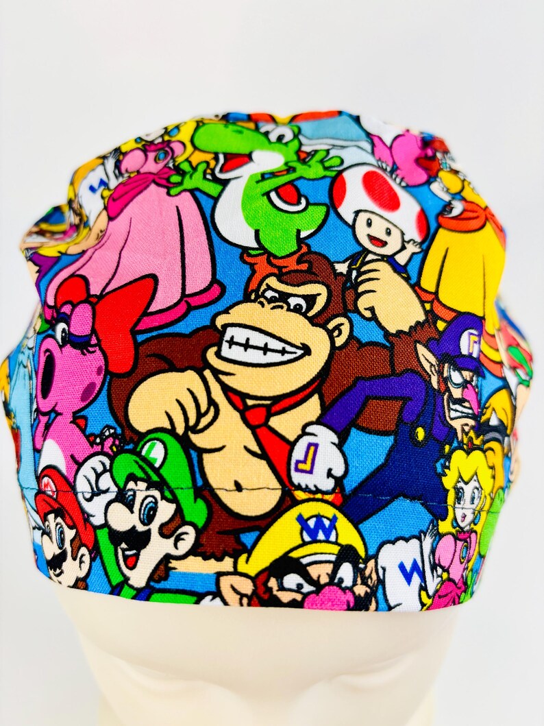 Nintendo Mario Cast Scrub Cap | Ladies Euro Bucket Surgical Hat | Nurse ...