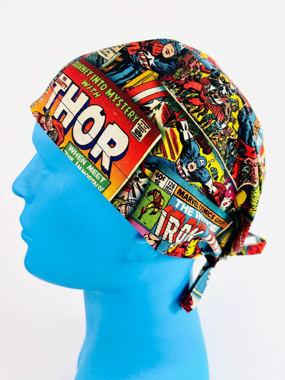 Iron Man Hulk Thor Vintage Comics Fitted Pixie Scrub Hat | Mens Womens ...