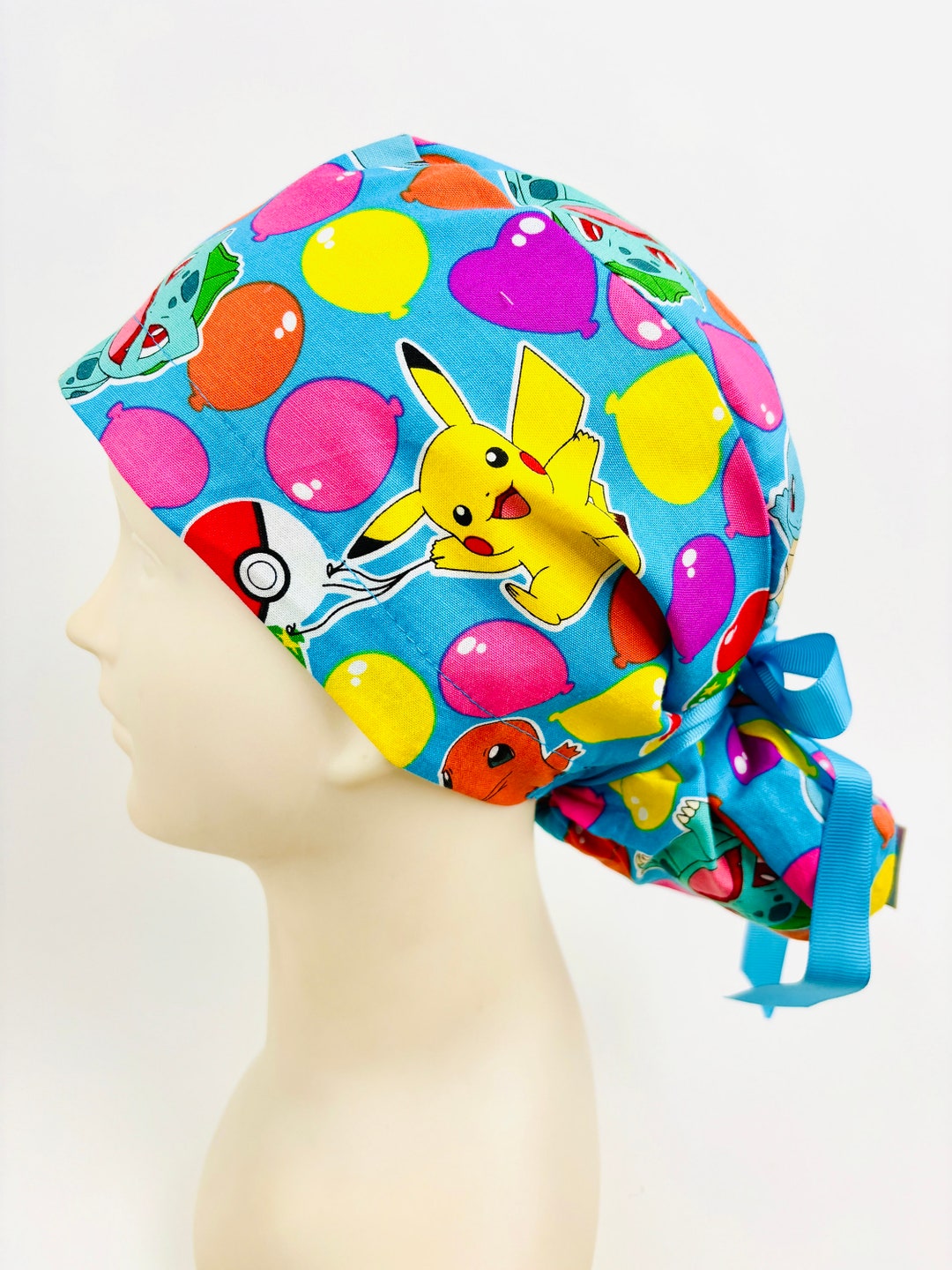 Ponytail Pokémon Pikachu Womens Scrub Cap Hat OR Ladies Nurse Surgeon ...