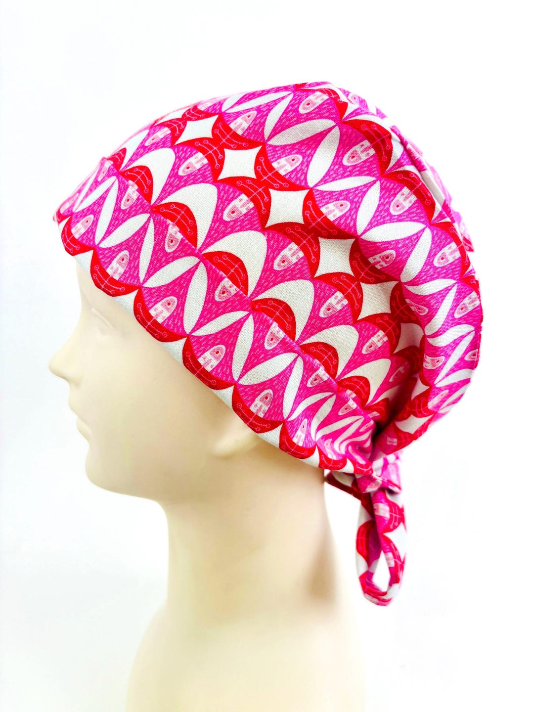 Folded Brim Pink Pirates Womens Scrub Cap | Surgical Hat | Nurse’s ...