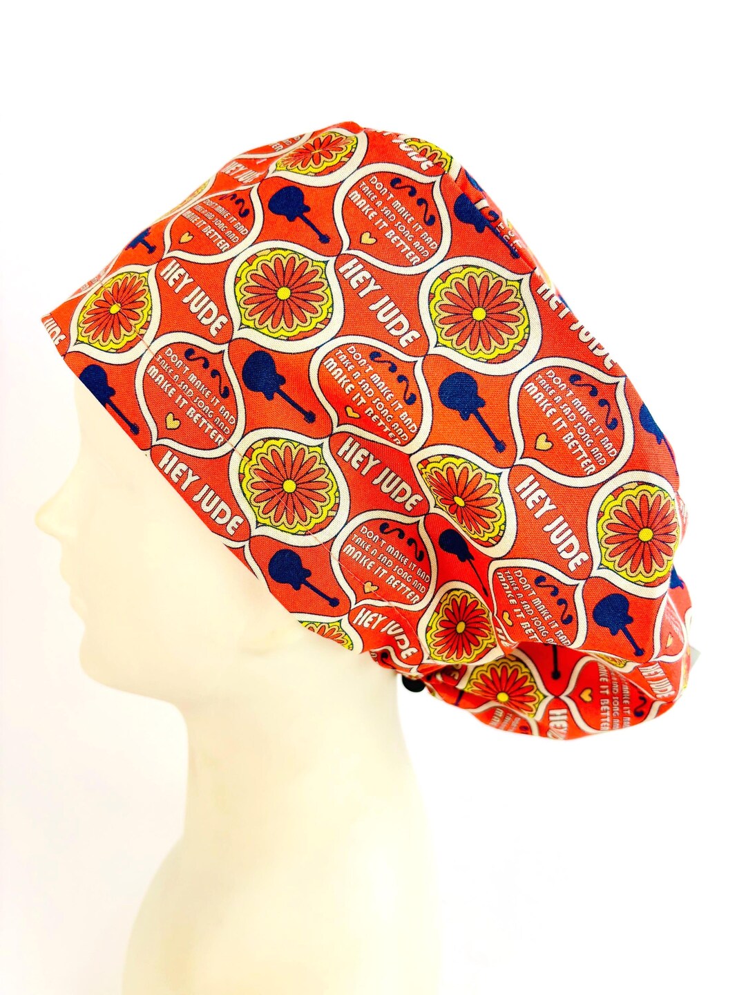 Hey Jude Beatles Euro Bucket Scrub Cap | Women's Surgical | Ponytail ...