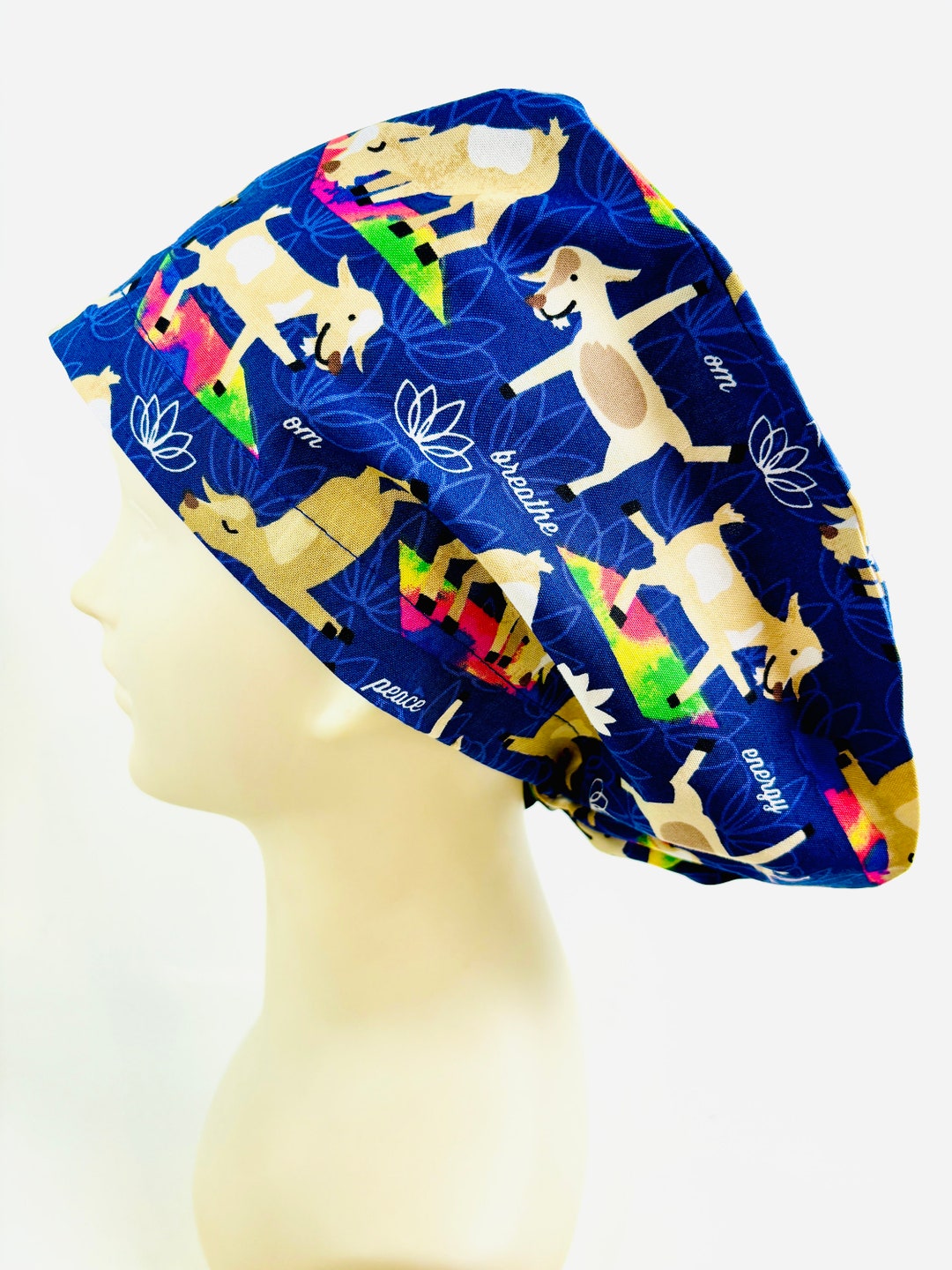 DEEP Bucket Goat Yoga Blue Scrub Cap womens Surgical Hat OR Ladies ...