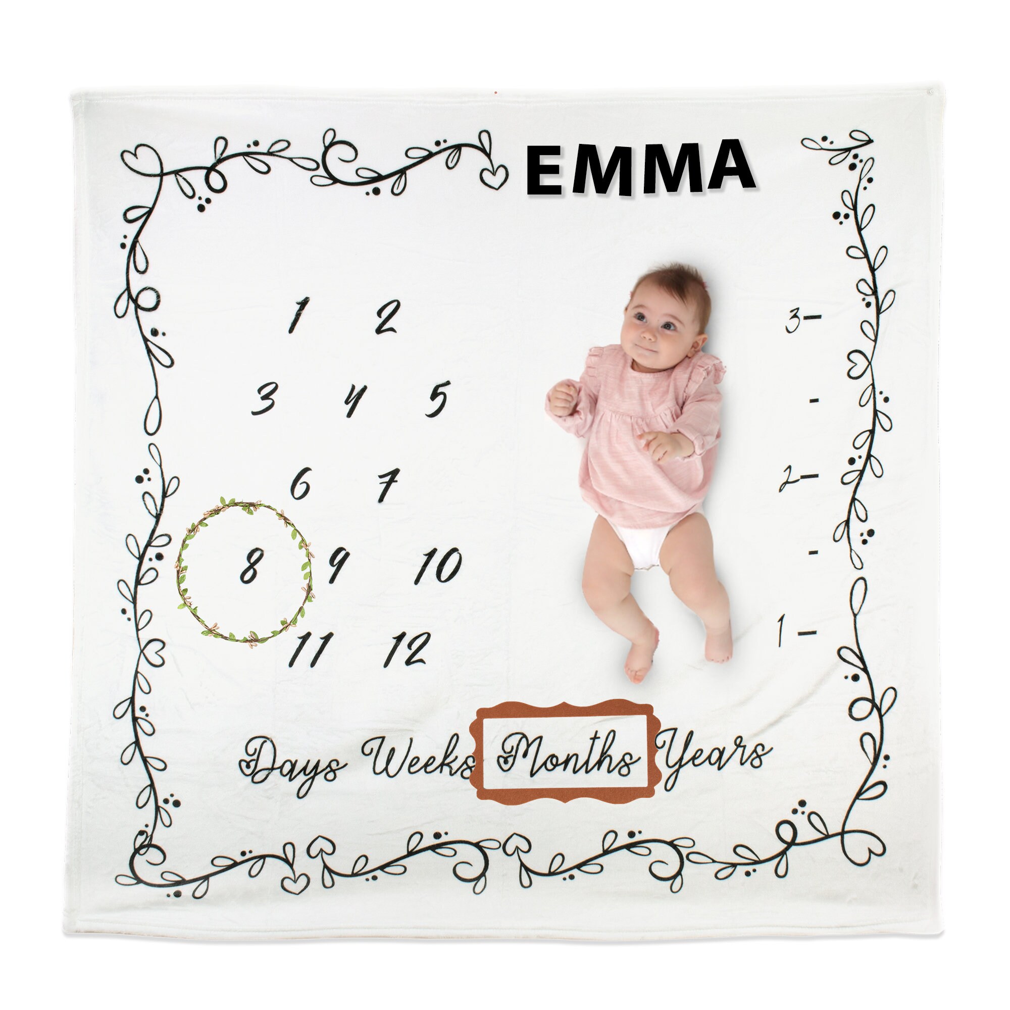 Baby Monthly Milestone Blanket - Personalised Months Blanket Neutral ...