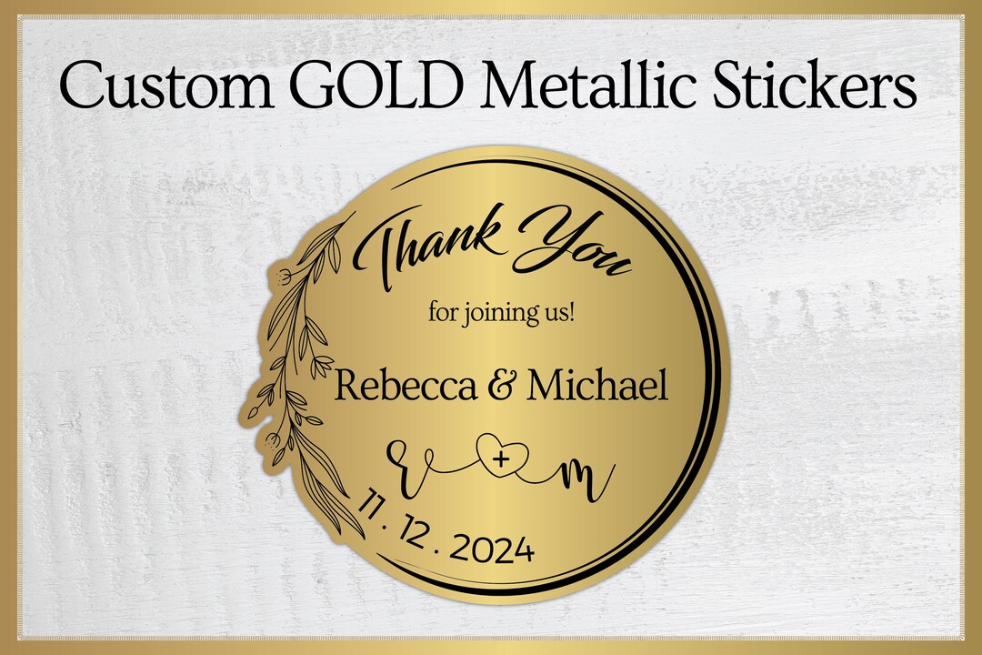 Custom Gold Metallic Stickers Personalized Waterproof Gold Labels Gold ...