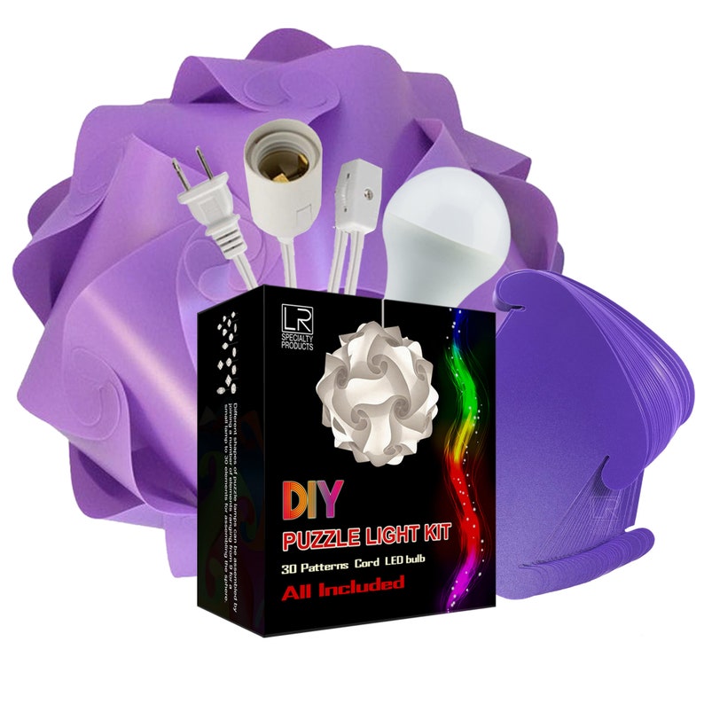 DIY Puzzle Lamp Kit - Cord & LED Bulb Included - IQ Jigsaw Medium Light ...