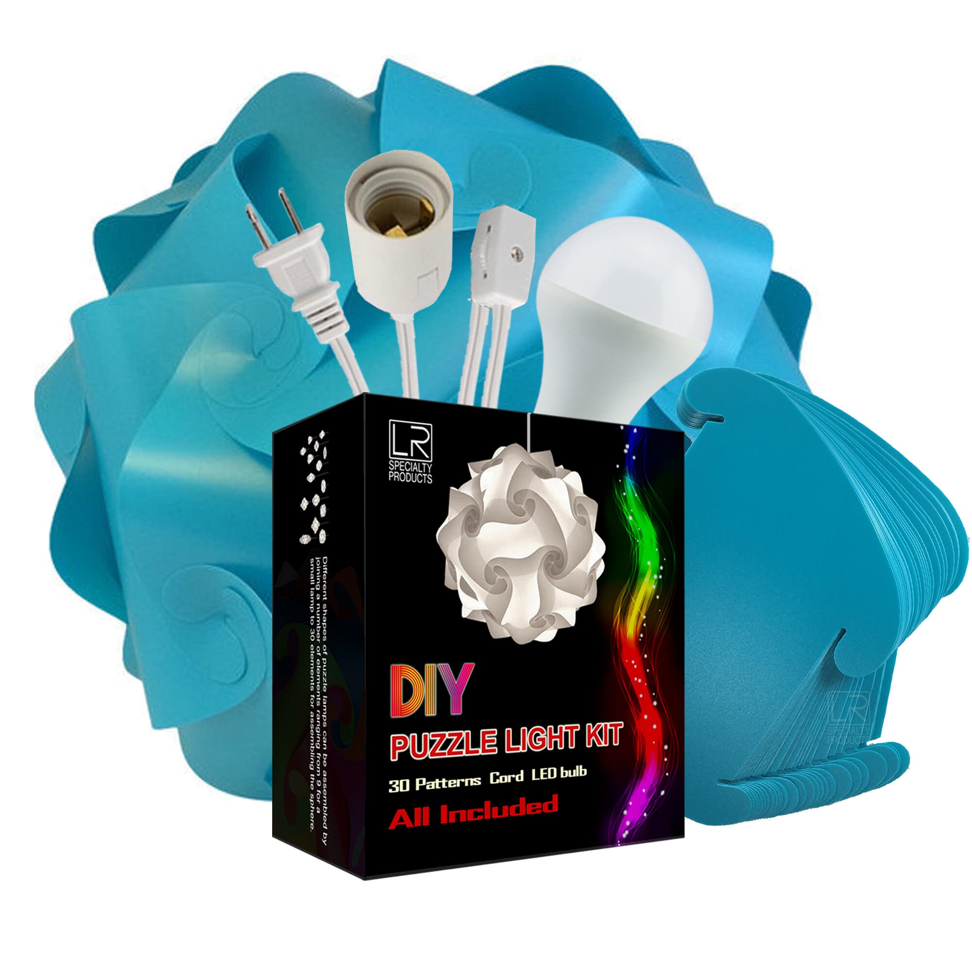 DIY Puzzle Lamp Kit - Cord & LED Bulb Included - IQ Jigsaw Medium Light ...